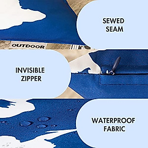 MIULEE Outdoor Pillow Covers 18x18 Inch Navy Blue Set of 2 Spring Pillowcase Waterproof Printed Cushion Covers Water Resistant Pillowcases for Summer Sofa Balcony Couch Patio Furniture Garden