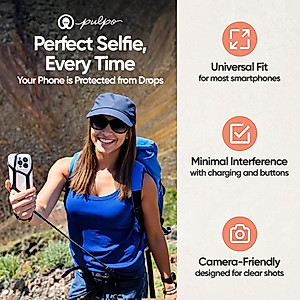 Pulpo Safety Cell Phone Lanyard Black Fits Smartphones 6.1" to 6.8” - Anti Theft Phone Strap for Men & Women, Lanyards for Phones, Ski Cellphone Tether & Cellphone Lanyard, Silicone Crossbody Straps