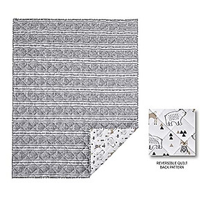 Levtex Baby Bailey Bear, Animals, Woodland, Charcoal, Beige, White -5PC Toddler Set - Neutral Kids Bedding - Reversible Quilt, Fitted Sheet, Flat Sheet, Standard Pillow Case, Decorative Pillow