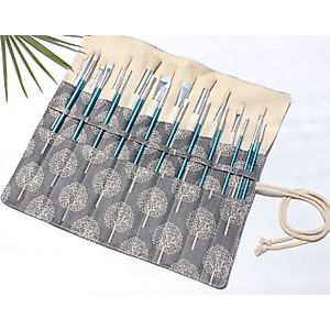 BUSOHA Roll Up Paint Brush Holder Artist Canvas Roll Pouch Bag Makeup Brushes Case Organizer Rollup Protection（15 inch ,Without Brushes）