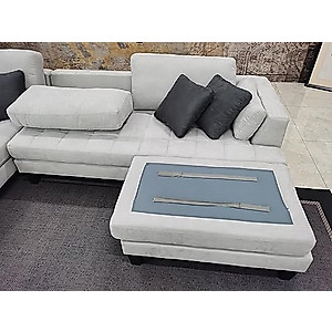 Stendmar 3pc 120" Contemporary Grey Microfiber Sofa Couch Sectional Sofa Chaise Ottoman S168RG