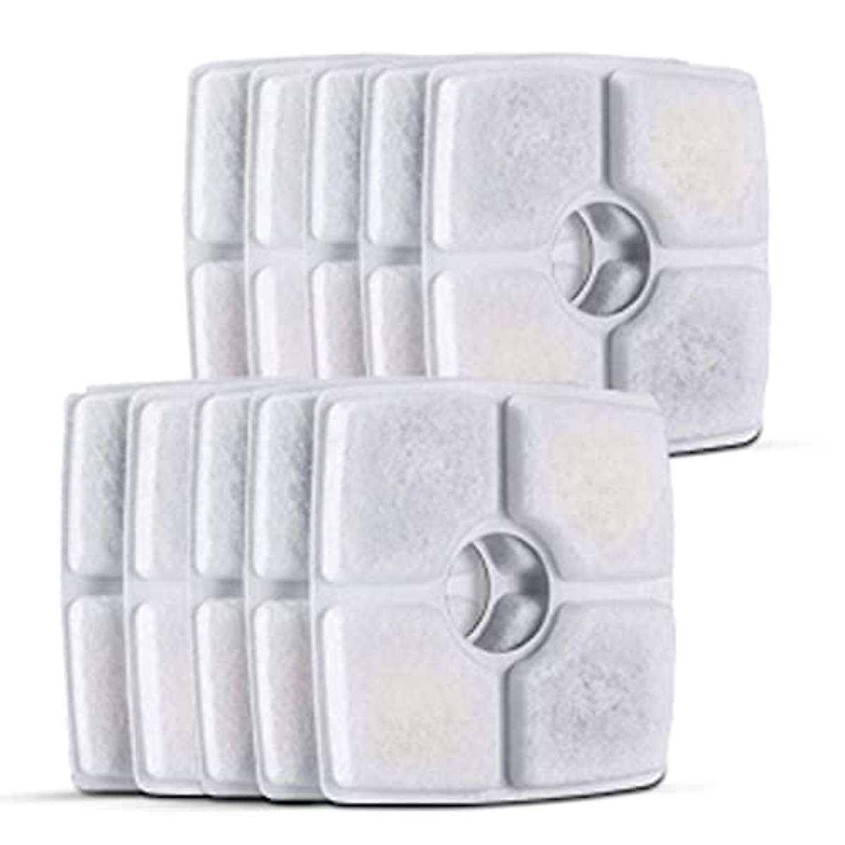 Cat Water Fountain Filters,10 Pack Replacement Filter Fit for Top Square 84oz/2.5L Cat Pet Fountain, 3 Filtration System