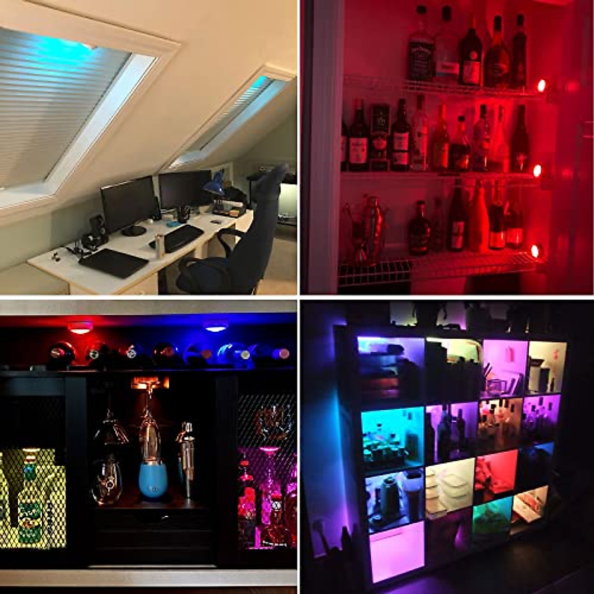 MFOX Under Cabinet Led Lighting, Closet Lights|Puck Lights with Remote, RGB Color Changing Dimmable Lighting