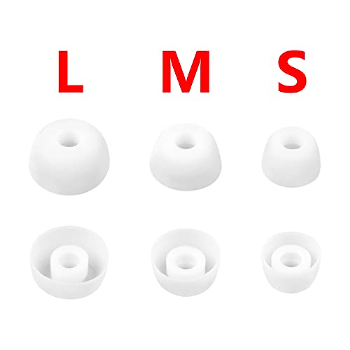 Rieyuf 6 Pairs Ear Tips for Jabra Elite 65t Headphone, Replacement Silicone Earbud Tips, S/M/L 3 Size Eartips Fit for Jabra Elite Active 65t, S/M/L, White