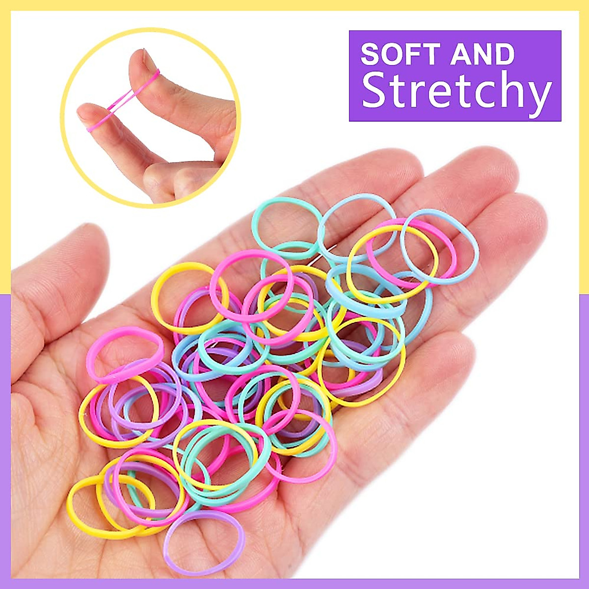 Colored Rubber Hair Bands, TsMADDTs 1500PCS No-Damage Hair Ties for Kids' Braids (1.3mm x 20mm)