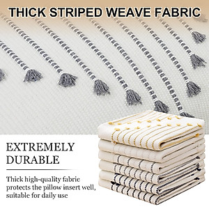 Mecatny Boho Throw Pillow Covers Grey and Cream White Pillow Covers 18X18 Set of 2 Farmhouse Decorative Pillow Covers for Couch Sofa Living Room