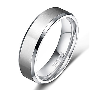 TIGRADE Titanium Rings 4MM 6MM 8MM 10MM Wedding Band in Comfort Fit Matte for Men Women, Silver, 6MM, Size 10