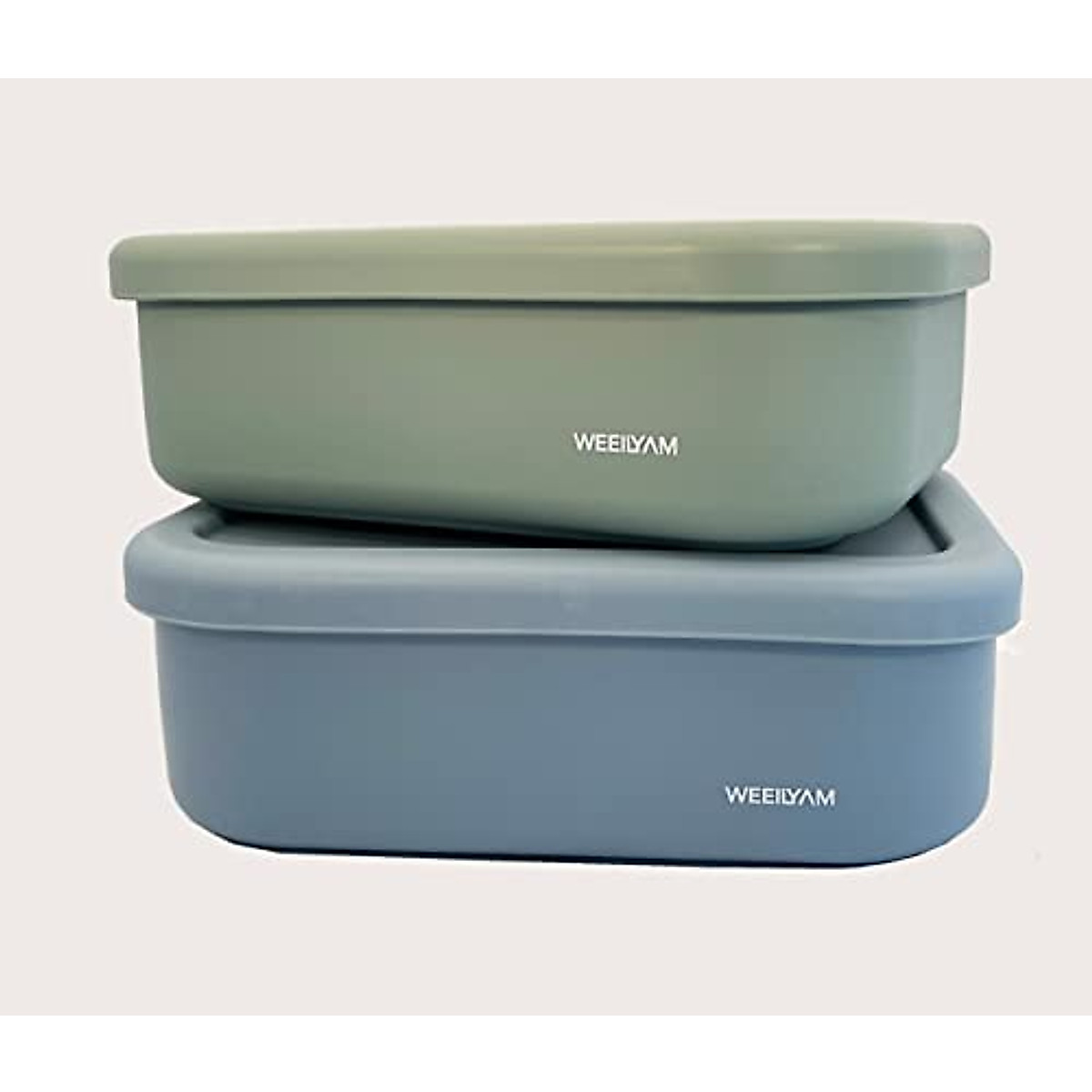WEEILYAM, Light Blue 3-Compartment Silicone Bento Box Flexible Leakproof Design Container for Lunch and Meals on the Go