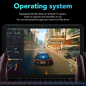 ICRPSTU Office Tablet, Tablet PC Octa Core CPU US Plug 100‑240V 10.1 Inch FHD Dual Camera for Travel (Grey)