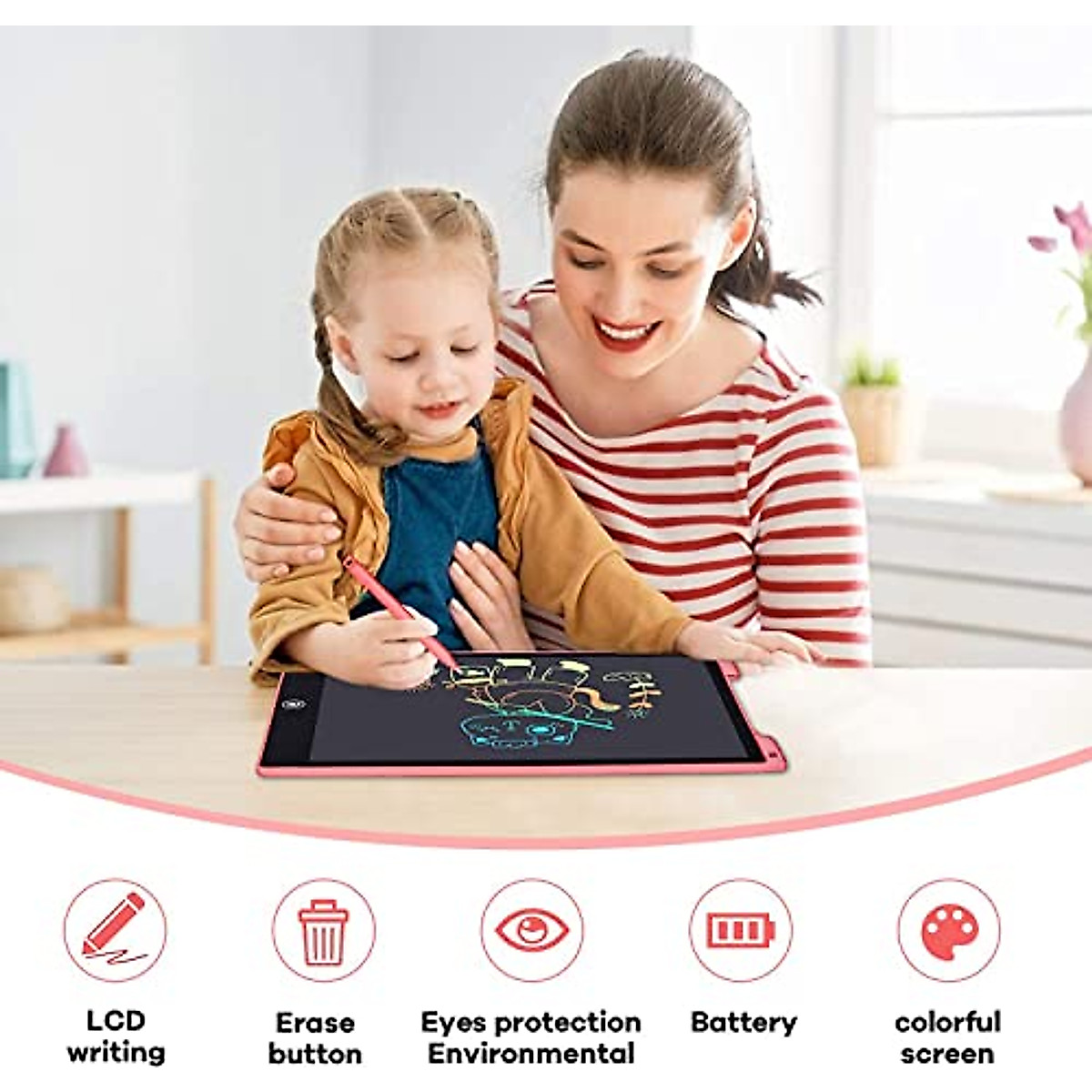 LCD Writing Tablet, Electronic Digital Writing &Colorful Screen Doodle Board, kimystam 12-Inch Handwriting Paper Drawing Tablet Gift for Kids and Adults at Home,School and Office