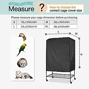 Explore Land Bird Cage Cover - Universal Pet Cage Cover for Night Cage Cover for Cats, Mink, Totoro, Parakeet, Parrot and Small Animals 01(Black, X-Large)