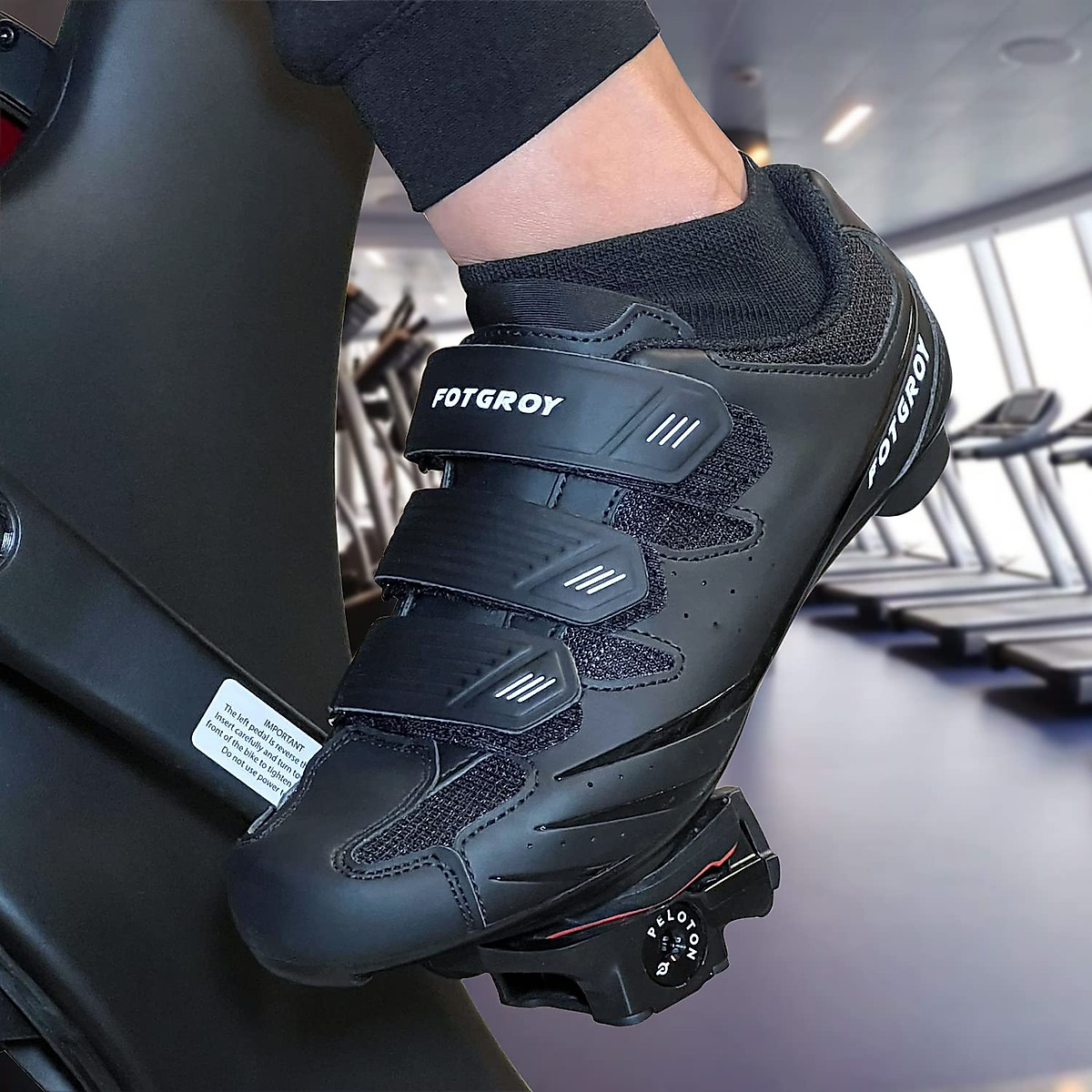 Mens Cycling Shoes Womens Peloton Shoes Compatible with SPD ARC Look Delta with Cleats, Unisex Spin Shoe Riding Indoor Road Bike Shoe Black Size US12