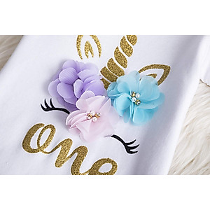 TTYAOVO Baby Girl Newborn 3Pcs My 1st Birthday Outfits Skirt Set Romper+Tutu Dress+Headband Clothing Set (1 Years, 1peach)