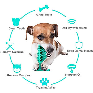 Erichome Dog Toothbrush Chew Toy - Puppy Dog Teeth Cleaning Stick - Natural Rubber Dental Toothbrush Toys for Dog,2PC with Finger Toothbrush (Squeak)