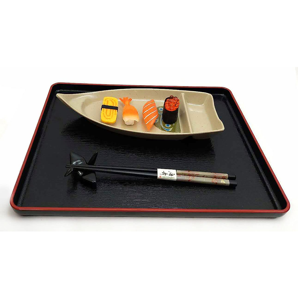 JapanBargain, Porcelain Chopstick Rest, Origami Crane Shape, Set of 4 (Black)