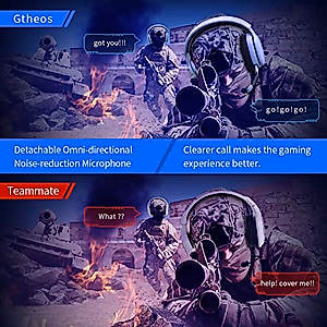 Gtheos 2.4GHz Wireless Gaming Headset for PC, PS4, PS5, Mac, Nintendo Switch, Bluetooth 5.2 Gaming Headphones with Detachable Noise Canceling Microphone, Stereo Sound, 3.5mm Wired Mode for Xbox Series