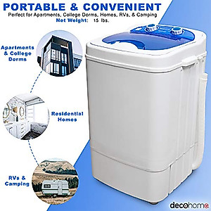 Deco Home Portable Washing Machine for Apartments, Dorms, and Tiny Homes with 8.8 lb Capacity, 250W Power, Wash and Low Agitation Spin Cycle, Includes Drainage Hose, ETL Certified