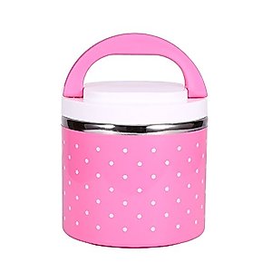 Insulated Lunch Box, 600ml Thermal Thermos Lunch Box Insulation Hot Food Container, Stainless Steel, Storage Lunch, Container, Canteen, Double Walled, Portable Food Bowl (Pink)