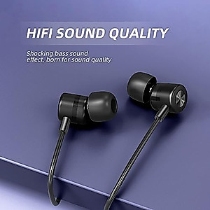EP-06 Metallic Wired Earphones in-Ear Earbuds, Headset with Build-in Microphone Noise Isolating Headphone with 3.5mm Jack Long Cord 10mm Large Drivers HD Bass Audio for Music Podcast and More