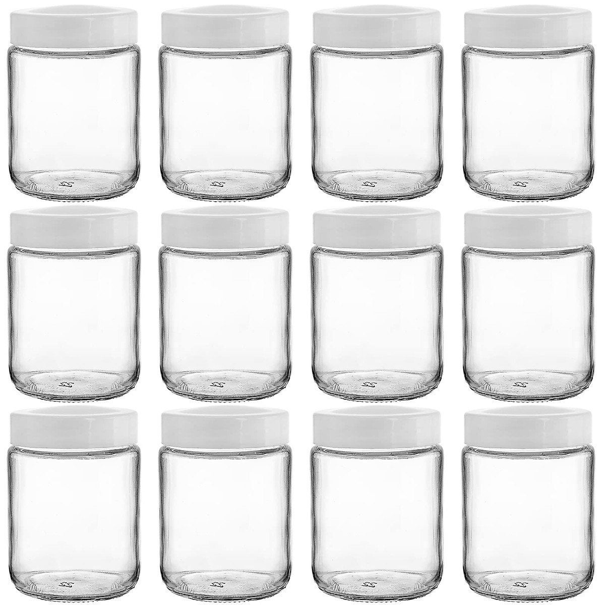 Suwimut 12 Pack Glass Mason Jars, 8 oz Regular Mouth Small Glass Canning Jars with Airtight Lid, Glass Storage Containers for Jelly, Jam, Honey, Beans, Spice, Yogurt, Food Storage
