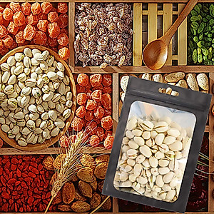 NACTECH 100 Pieces Smell Proof Bags Resealable Mylar Bags Ziplock Food Storage Bags with Clear Window Coffee Beans Packaging Pouch for Food Self Sealing Storage Supplies