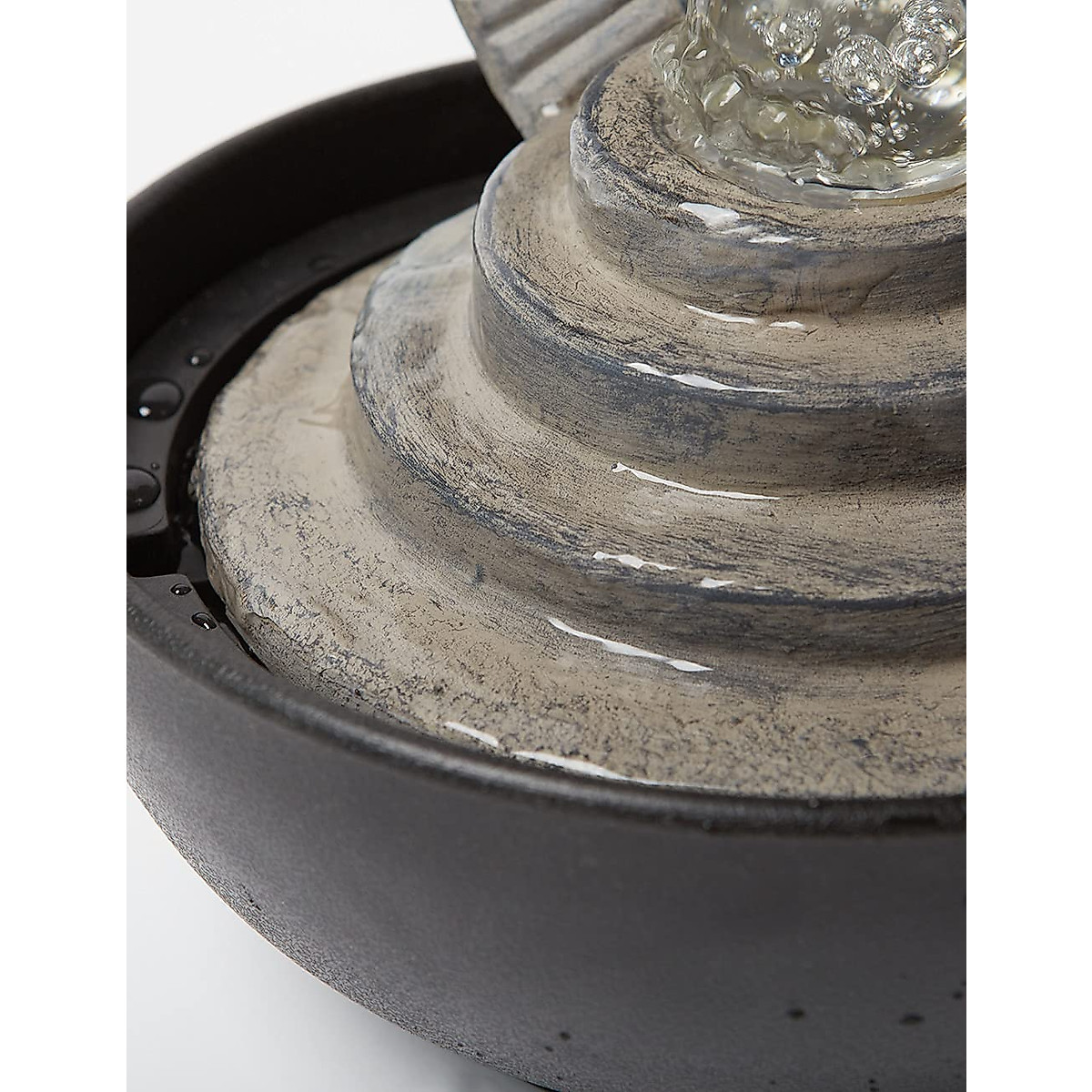 SEINHIJO Indoor Tabletop Water Fountain Zen Cascading Feng Shui Waterfall Home Decor Table Centerpiece Relaxation Gifts with LED Lights Rolling Ball 11 inch