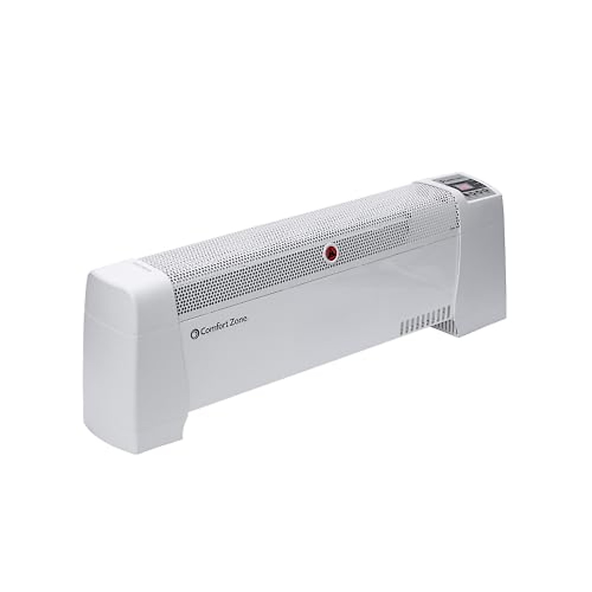 Comfort Zone Baseboard Space Heater with Digital Thermostat, Electric, Dent-Proof End Panels, Overheat Protection, Tip-Over Switch, & Stay-Cool Body, For Home, Bedroom, & Office, 1,500W, CZ650BWT