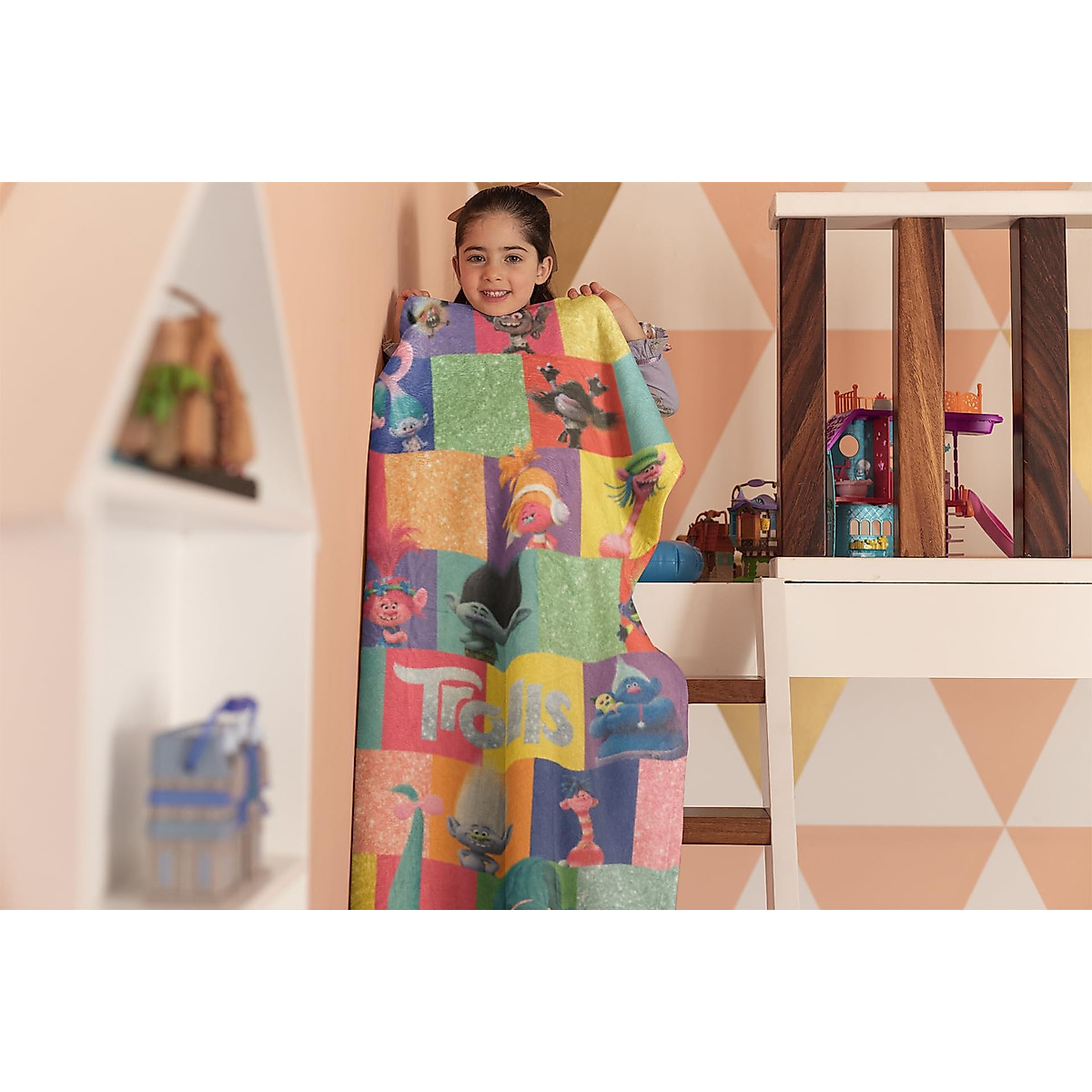 Trolls Blanket | Trolls Band Together Fleece Blanket | Trolls Throw Blanket | Soft Fleece Blanket | 45 x 60 Inches | Includes 2 Collectible Buttons | Officially Licensed