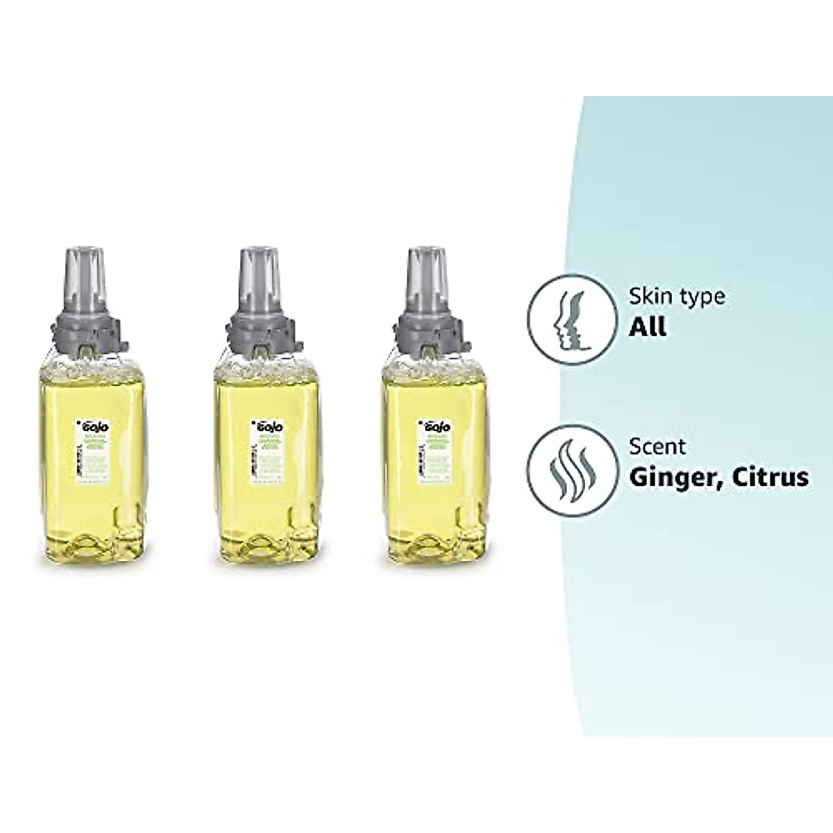 Gojo Foam Hand and Showerwash, Citrus and Ginger Fragrance, 1250 mL Foam Wash Refill ADX-12 Push-Style Soap Dispenser (Pack of 3) - 8813-03