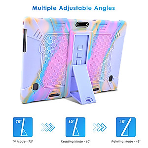 DETUOSI Case Compatible with Dragon Touch K10, Multi-Angle Stand Case, Soft Silicone Protective Cover for ZONKO K105, Victbing 10, Winsing 10, YELLYOUTH 10, Hoozo Touch 10, Rose Red & Purple