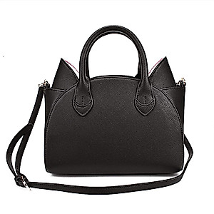 Women Top Handle Bags Cute Cat Ear Shoulder Bags Crossbody Bags(Black)