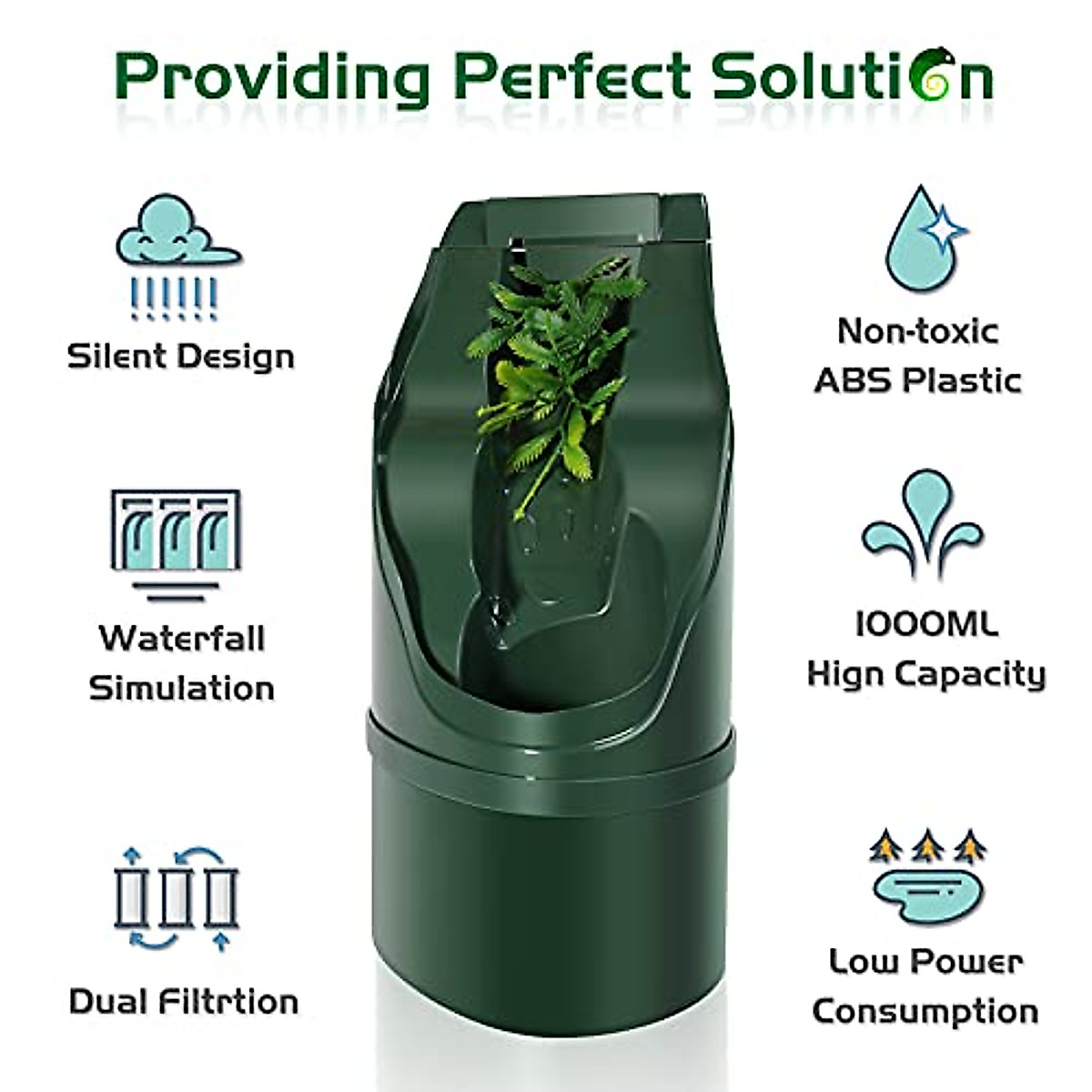 NEPTONION Reptile Chameleon Cantina Drinking Fountain Water dripper Comes with Feeding Tongs and Frosted Tweezer for Amphibians Insects Lizard Turtle Snake Spider Frog Gecko