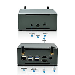 Mini Desktop PC AMD Ryzen 7 3700U with Radeon RX Vega 10 Graphics, DDR4 8GB 512GB NVMe SSD, HDMI/DP 4K Dual Dispiay Output, RJ45 Gigabit LAN, 4USB3.0, Type-C, Dual Band WiFi, BT, VESA for Home/Office