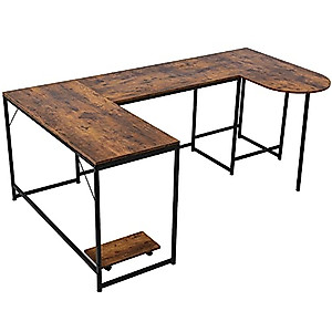 Merax U-Shaped Computer, Industrial Corner Writing CPU Stand, Gaming Table Workstation Home Office Desk, 78.7" L x 47" W x 30.1" H, Tiger