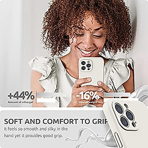 SURPHY Compatible with iPhone 13 Pro Max Case with Screen Protector, (Camera Protection + Soft Microfiber Lining) Liquid Silicone Phone Case 6.7 inch 2021, White