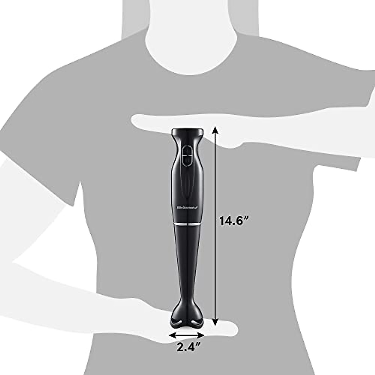 Elite Gourmet EHB1023 Immersion Hand Blender 300 Watts 2 Speed Mixing with Detachable Blades, Detachable Wand Stick Mixer, Smoothies, Baby Food, Soup, Black