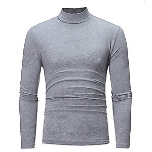 WOCACHI Mens Slim Fit Mock Neck Basic Tops Long Sleeve Thermal Underwear Turtleneck Pullover Casual Base Layer T Shirts Late Fall Autumn Winter Christmas Vacation Back to School University College
