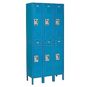 Global Industrial 2-Tier 6 Door Locker, 12"Wx12"Dx36"H, Blue, Assembled