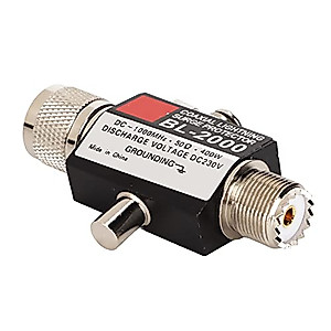 Coaxial Arrestor, PL259 Female to Male 400W Low Loss VSWR Lightning Surge Protector Coaxial Arrester for Building Antenna for Transceivers, Receivers, etc