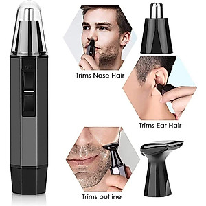 QINERSAW Nose and Ear Hair Trimmer, Portable Ear Nose Hair Trimmer, Professional Painless Eyebrow Trimmer for Men and Women, Battery-Operated, Black