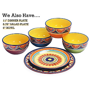 Bico Vintage Tunisian Ceramic Dipping Bowl Set (9oz bowls with 14 inch platter), for Sauce, Nachos, Snacks, Microwave & Dishwasher Safe