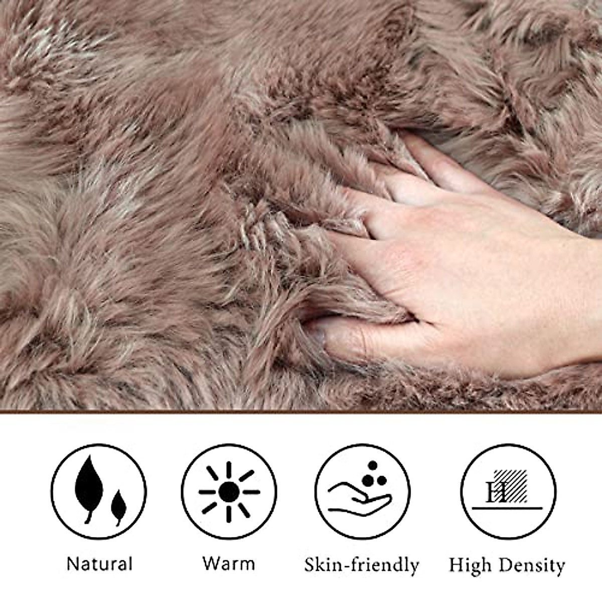 OKAYDA Genuine New Zealand Sheepskin Area Rug Soft Lambskin Decorative Rug for Bedroom Sofa Floor One Pelt