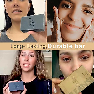 Peppermint Tea Tree Charcoal Facial Bar Soap - USA Made with Natural & Organic Ingredients, Face Wash Black Soap Bar for Acne, Eczema & Psoriasis, Detoxifying Charcoal for Oily & Sensitive Skin