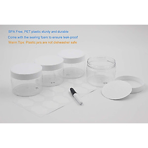 suituts 24 Pack 10 oz (300 ml) Plastic Jars with Lids, Food Storage Spice Jars, Craft Storage Favor Jars//Empty Wide-Mouth Jars for Body Butter, Cosmetics(Clear)