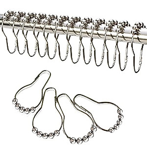 Shower Curtain Rings, Shower Curtain Hooks Brushed Nickel, 36 PCS Metal Ring for Shower Curtain Rods