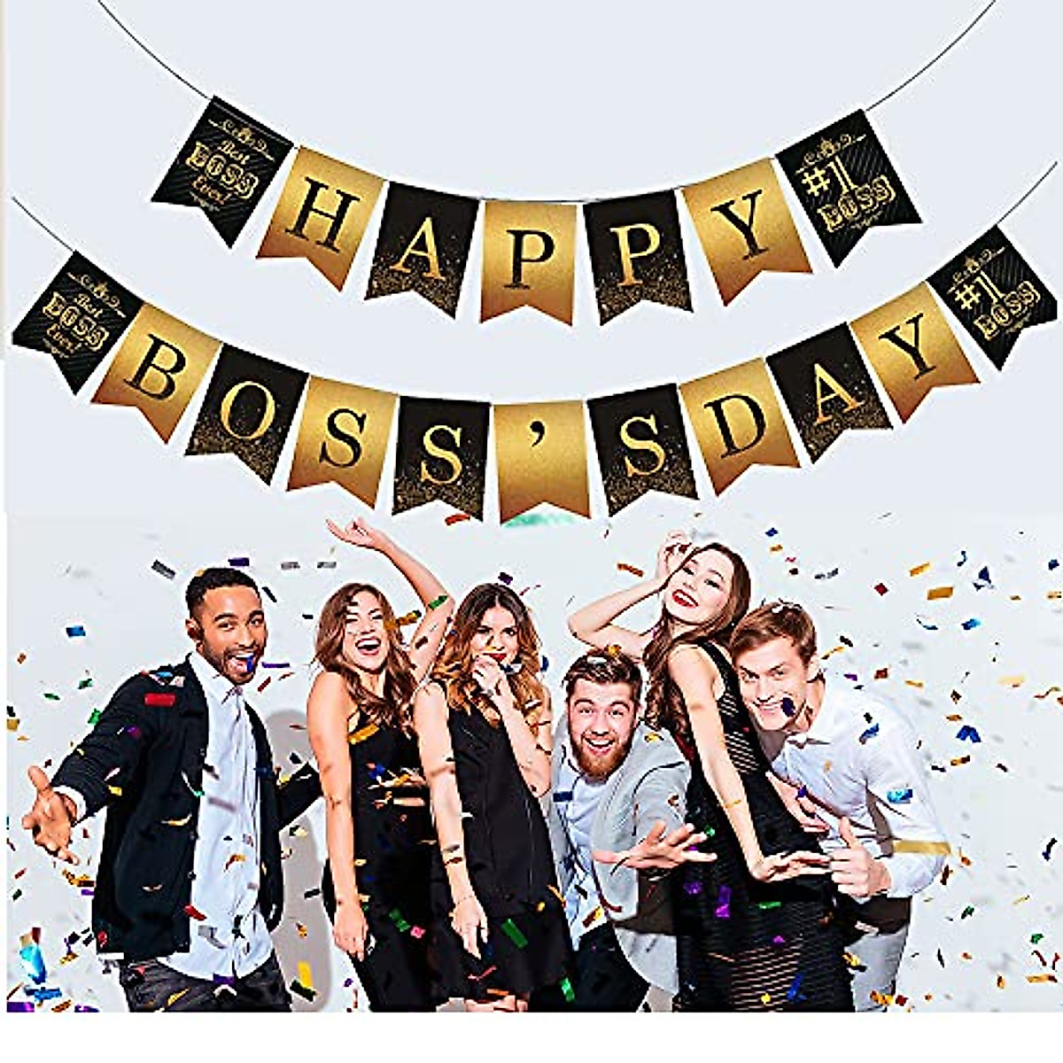 Happy Boss’s Day Banner Party Decorations Supplies - International Boss Day Hanging Banner Number 1 Boss Decoration Banner Best Boss Ever Party Decor