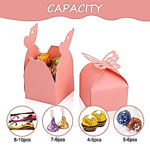BEISHIDA 50pcs Pink Butterfly Decorations Peal-Gloss Butterfly Gift Box Small Butterfly Candy Boxes for Party Favors Baby Shower Wedding Birthday Party(2.4 x 2.4 x 2.4 Inch)