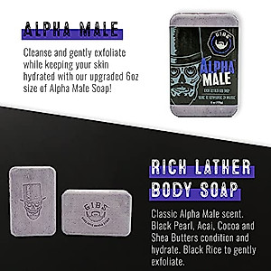 GIBS Grooming Alpha Male Bar Soap, Wisps of vanilla, sandalwood & white musk, 6 oz.