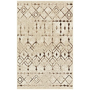Maples Rugs Alessia Moroccan Trellis Kitchen Rugs Non Skid Accent Area Carpet [Made in USA], Neutral, 2'6" x 3'10"