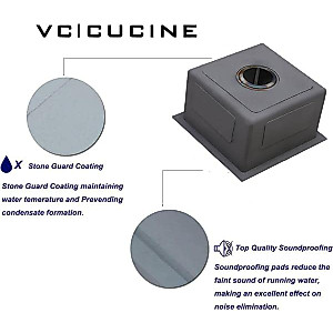 VCCUCINE Black Bar Sink, 15x17 Inch Small Bar Sink,Undermount Wet Bar Sink Small Rv Sink, T-304 Stainless Steel Kitchen Sink with Sink Protector and Drain Assembly…